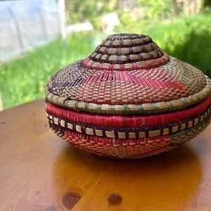 Accents | Vintage Ethiopian Coiled Basket Handwoven Small Multicolor ...